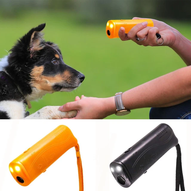 LED ULTRASONIC DOG Repeller Handheld Barking Stop Luminous Driver Pet ...