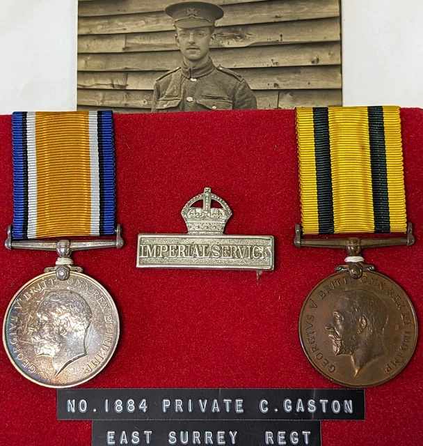WW1 BRITISH ARMY medals Gaston East Surry Regiment & Rifle Brigade ...