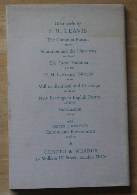 DEUX CULTURES ? Conférence C.P. Snow F. R. Leavis Rede Michael Yudkin ...