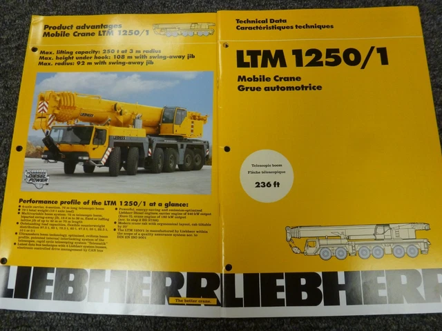 LIEBHERR LTM 1250/1 Crane Load Capacities Specifications Technical Data ...