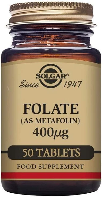 SOLGAR FOLATE (AS Metafolin®) 400 µg Tablets - Food Supplement - Pack ...