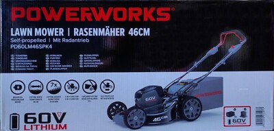 POWERWORKS BATTERY LAWN Mower PD60LM46SP 60V, Wheel Drive Battery 60V ...