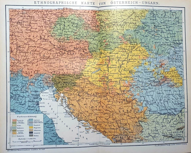 1897 = AUSTRIA-HUNGARY ethnographic paper = Ancient MAP = OLD MAP £9.12 ...