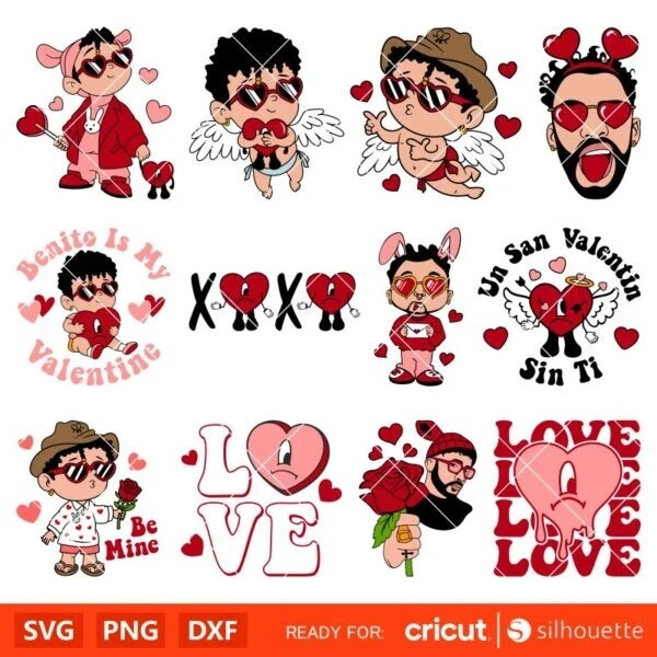 BAD BUNNY SVG, Bad Bunny Valentine’s Day SVG, Cut Files, SVG for Cricut ...
