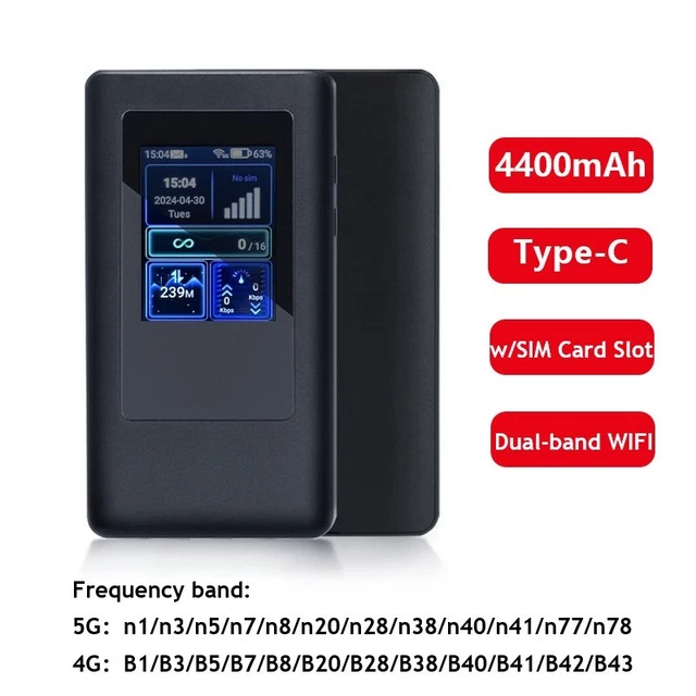 MIFI 5G MODEM Mit Farb LCD WiFi6 Dualband Hotspot SIM Kartensteckplatz ...