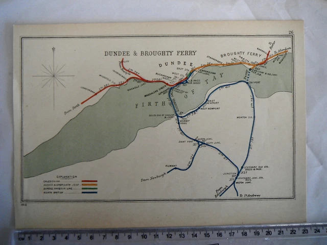 DUNDEE BROUGHTY FERRY Leuchers Kilmany Firth Of Tay Port Liff Railway ...