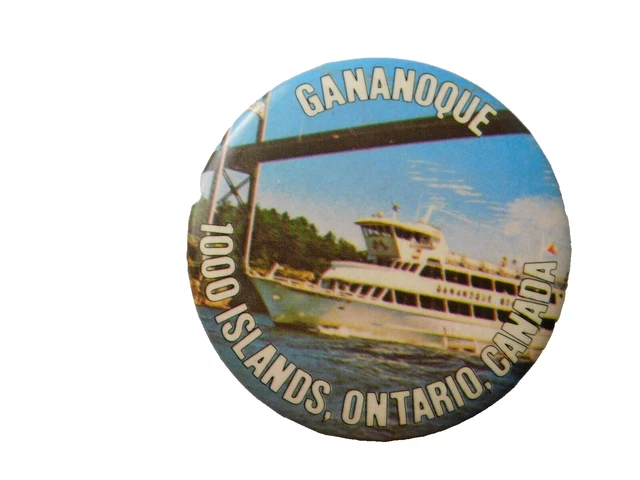 1000 ISLANDS GANANOQUE Vintage Button Pin Souvenir Ontario Canada ...