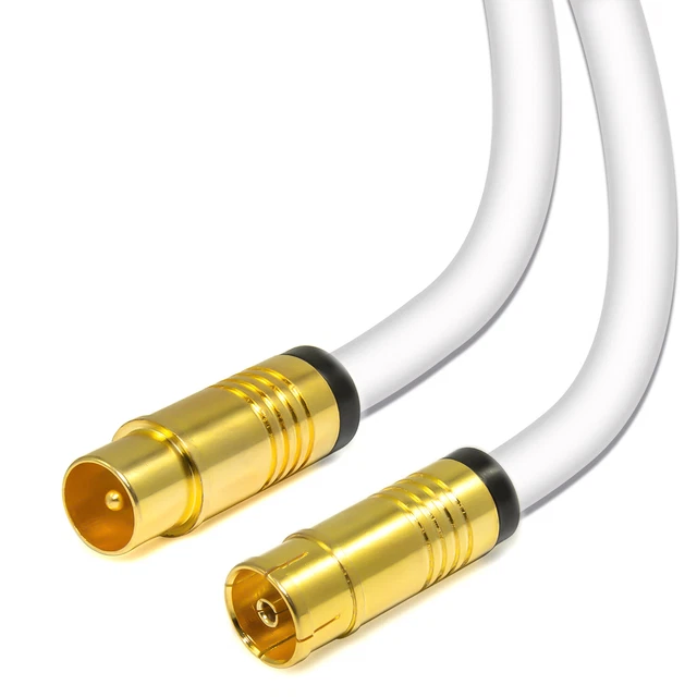 TV KOAX KABEL für Fernseher Antennenkabel 135 dB HD 4K DVB-C Stecker ...