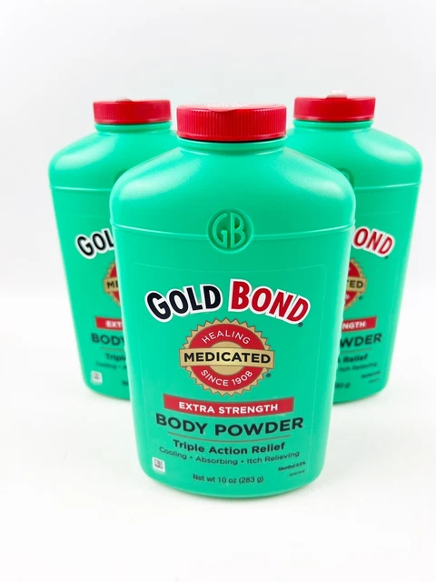 THREE GOLD BOND Body Powder Medicated Extra Strength 10 oz TALC ...