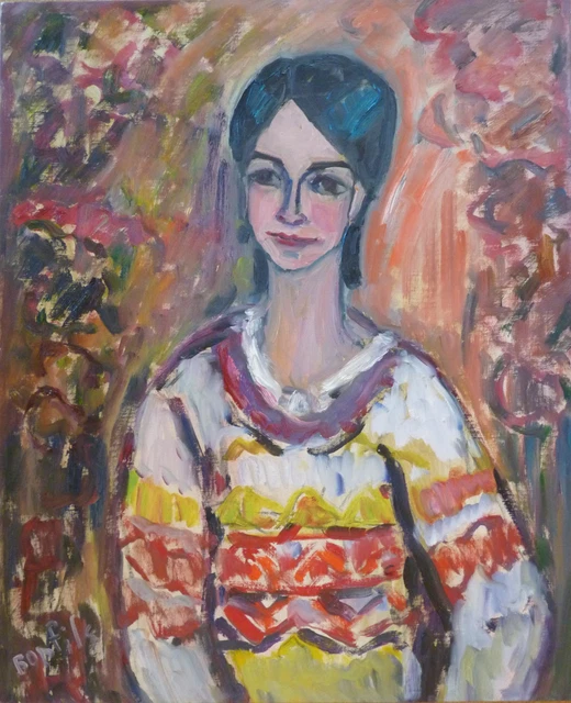 LOUISE BONFILS (1913-2010) HsT 1982 73x60cm Portrait Ecole de Sète ...