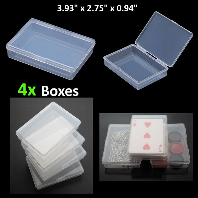 4PCS PLASTIC STORAGE Hinged Container Boxes Box Baseball Business Cards ...