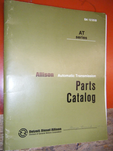 1971 ALLISON AT Series Model At 540 Transmission Factory Parts Catalog ...