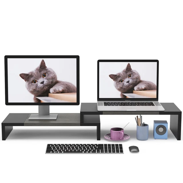 DUAL MONITOR STAND Riser - 2 Shelf Computer Monitor Stand with ...
