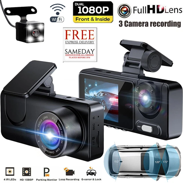 1080P CAR DASH Cam Front/Rear/Inside Video Recorder Camera G-sensor ...