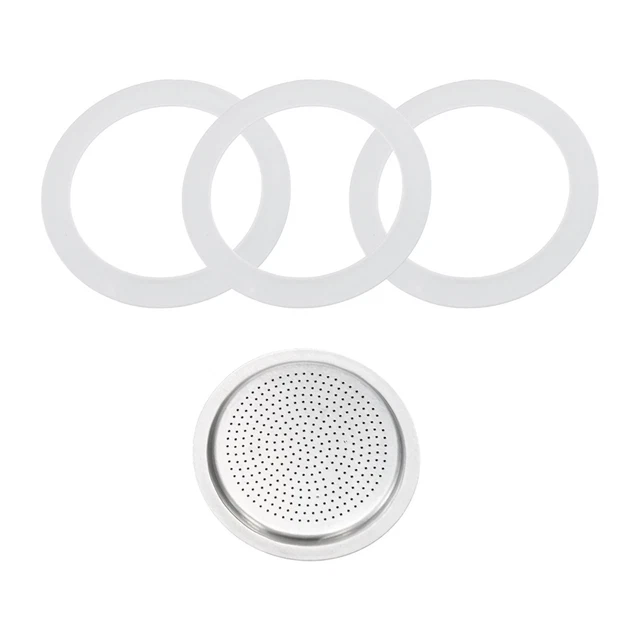 MOKA POT ACCESSORIES Replacement Set with 3 Seals Plus a Stainless ...