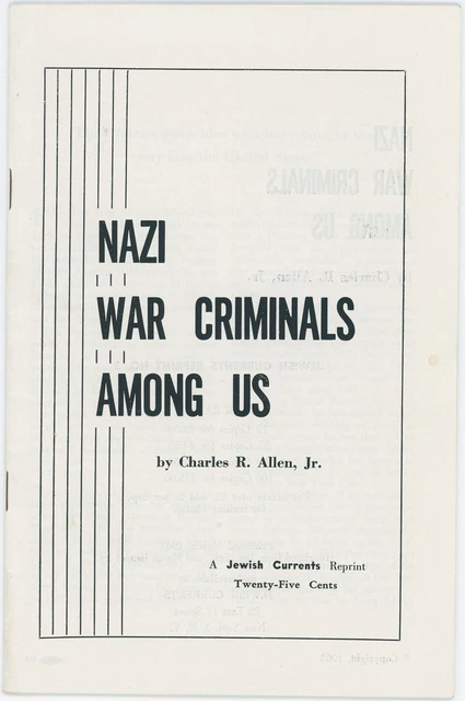 CHARLES R ALLEN Jr. / Nazi War Criminals Among Us Jewish Currents ...