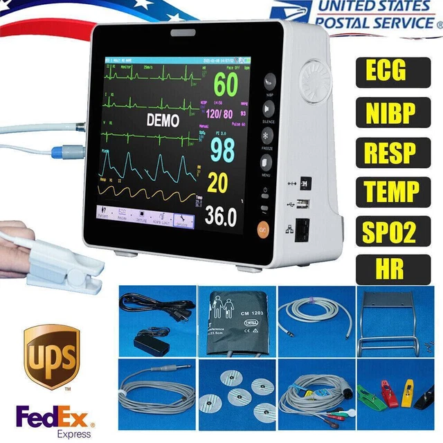 MEDICAL MONITOR ICU CCU Vital Sign Patient Monitor ECG NIBP RESP TEMP ...
