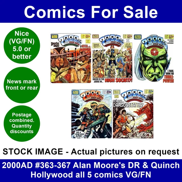 2000AD #363-367 ALAN Moore's DR & Quinch Hollywood all 5 comics VG/FN £ ...