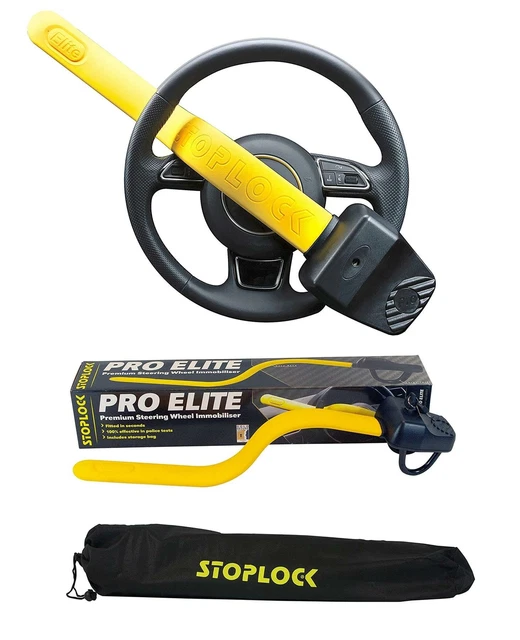 STOPLOCK PRO ELITE Premium Steering Wheel Immobiliser Lock Deep Bend ...