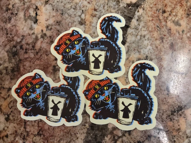 NEW* DUTCH BROS Sticker OCTOBER 2023 Black Cat in Beanie Halloween. Lot ...