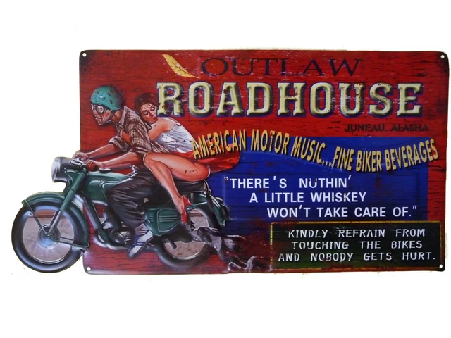 LETRERO DE METAL " Sello " Moto Harley Indio Diner Motobike Pinup ...