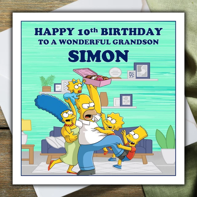THE SIMPSONS THEME BIRTHDAY CARD personalised AGE RELATIONSHIP NAME £3. ...
