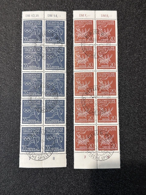 1956 EAST GERMANY Ddr Summer Olympics Complete Block Stamp Set Cto £17. ...