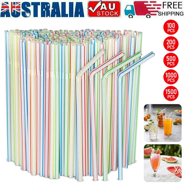 1-2000PCS PLASTIC PARTY Straws BPA-Free Bendable Drinking Straws Xmas ...