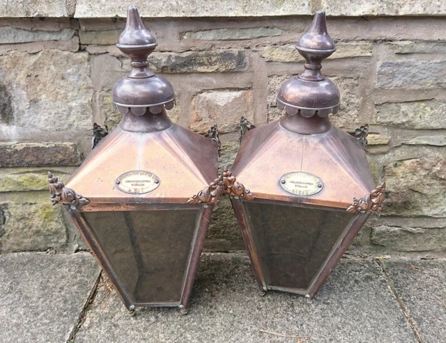 PAIR OF VICTORIAN copper lamp toppers - Joseph Knight of Wolverhampton ...