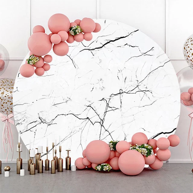 WHITE MARBLE TEXTURE Black Round Birthday Backdrop $35.95 - PicClick AU