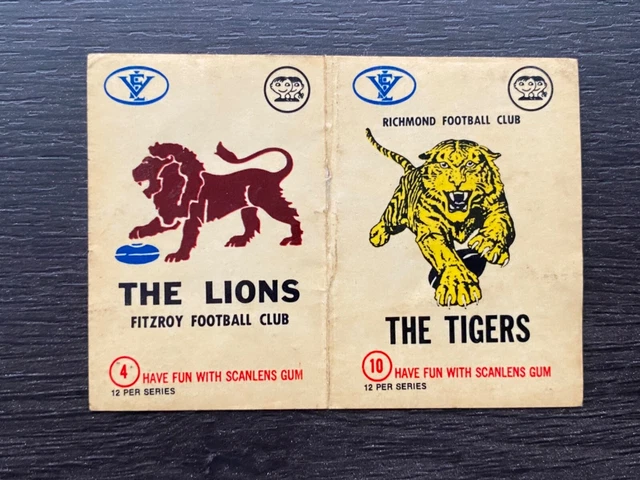 1974 VFL SCANLENS Double Sticker Emblem Logo Fitzroy Richmond $135.00 ...