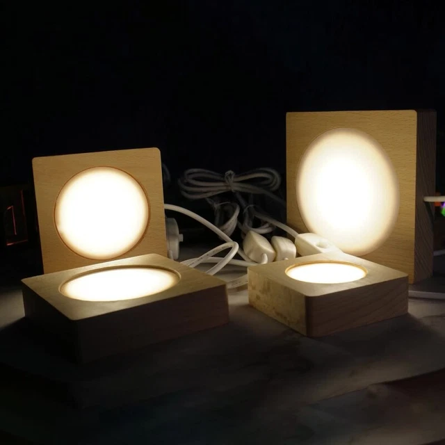 LED DISPLAY BASE Crystal Glass Light Base Stand Wood LED Display Stand ...