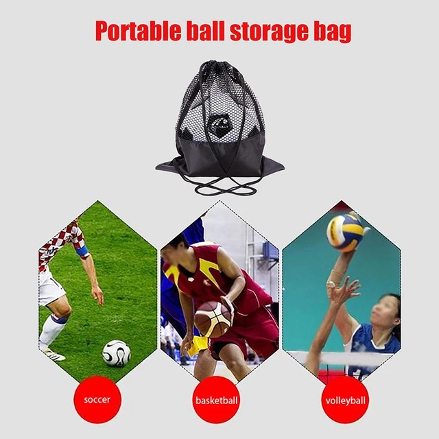 NEW PORTABLE BASKETBALL Cover Mesh Bag Football Soccer Storage Backpack ...