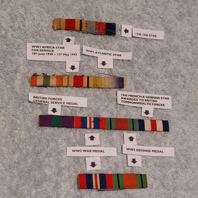 ORIGINAL WW2 MEDAL ribbon bars x 4 including French & German Star Star ...