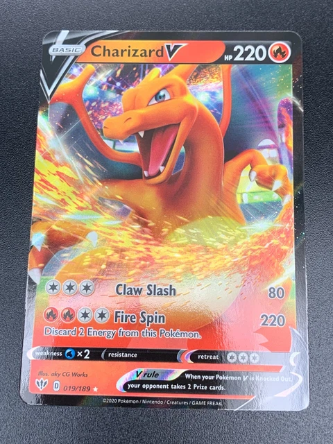CHARIZARD V 019/189 ULTRA RARE Pokemon SWSH Darkness Ablaze Holo NM ...