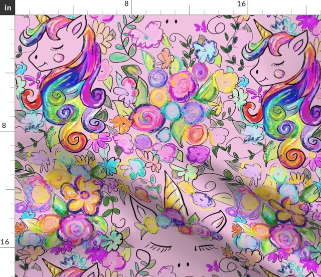 RAINBOW UNICORN TWEEN Girl Teenage Girls Room Fabric Printed by Spoonflower BTY £15.41 - PicClick UK
