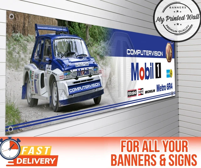 MG 6R4 MOBIL 1 Mini Metro Rally Car Garage Banner $31.80 - PicClick AU