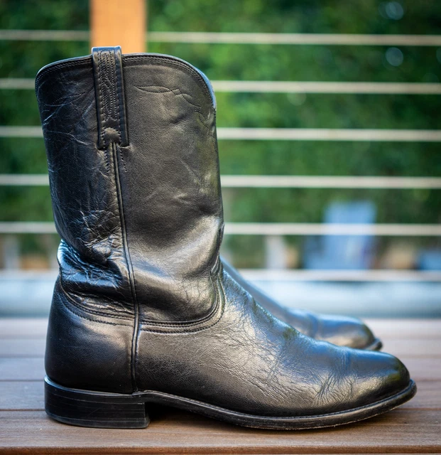 LUCCHESE MAJESTIC ROPER Boots in Black Goat - Size 11 EE £160.59 ...