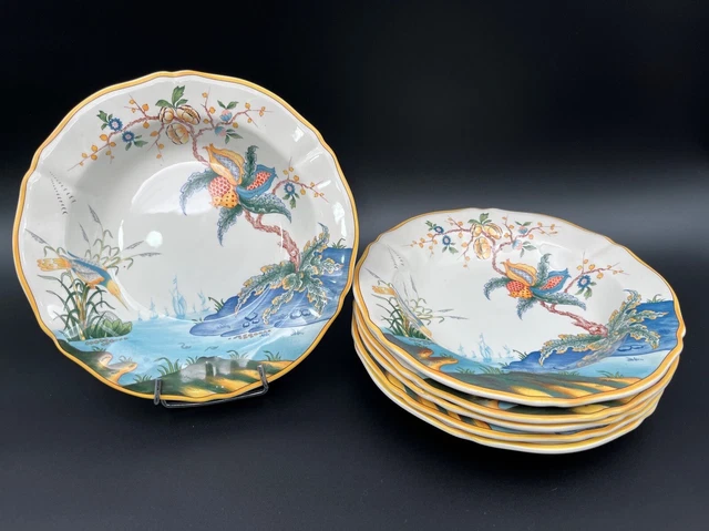 6 ASSIETTES CREUSES EN FAÏENCE DE GIEN Modèle CARAÏBES MAGELLAN EUR 179 ...