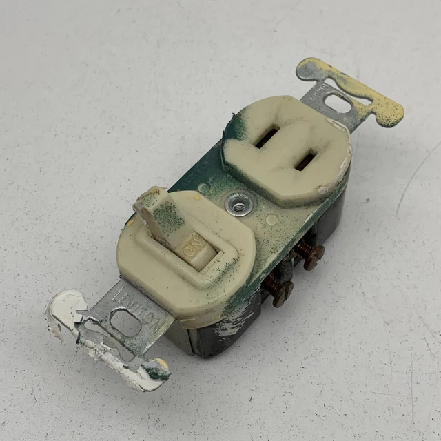 VINTAGE LEVITON 2-PRONG Non Grounded Combination Toggle Switch ...