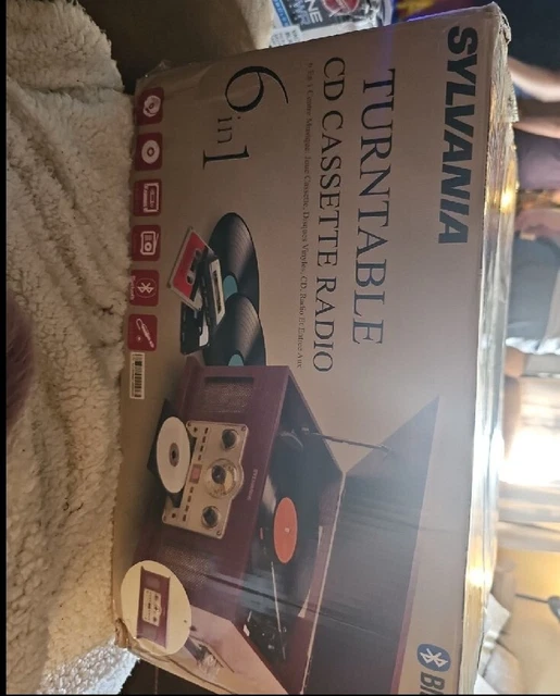 NEW SYLVANIA BLUETOOTH 6-in-1 Turntable Cassette Radio Nostalgic ...