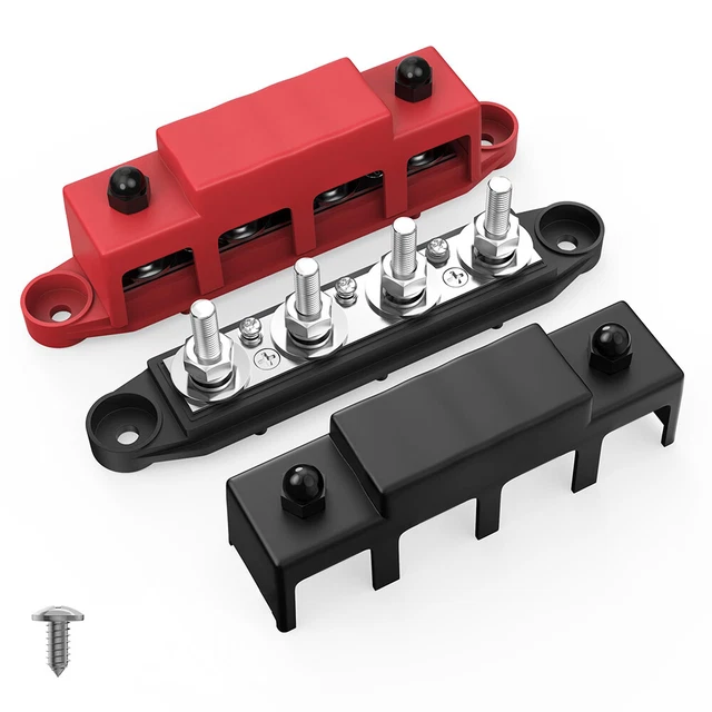 2X POSITIVE NEGATIVE Bus Bar Battery Power Distribution Block 4 Post M8 ... 2X POSITIVE NEGATIVE Bus Bar Battery Power Distribution Block 4 Post M8 ...