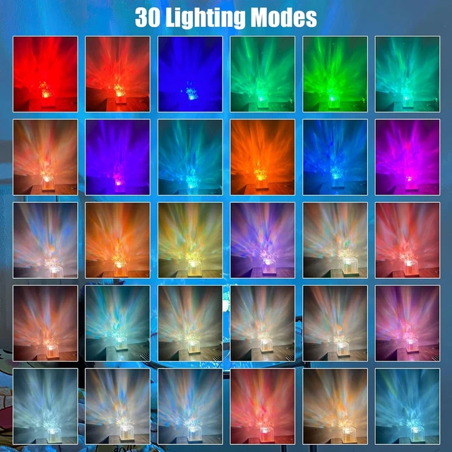 CUBE NORTHERN LIGHTS Water Wave Night Light w/Remote LED Atmosphere ...
