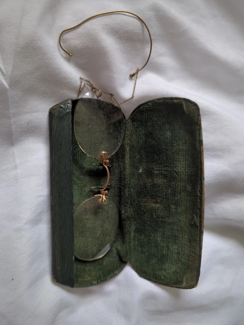SPECTACLES EYEGLASSES ANTIQUE Early 1900s? nose clip bezels, pince nez ...