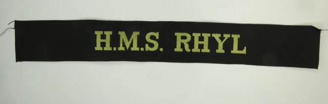 GENUINE BRITISH ROYAL Navy H.M.S RHYL Cap Tally - Short Length 23 cm £4 ...