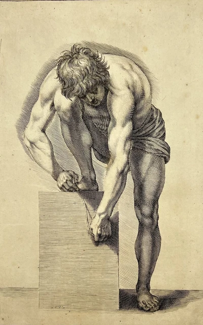 GRAVURE ANCIENNE - Croquis de Figure Dynamique - Portrait d'Homme ...