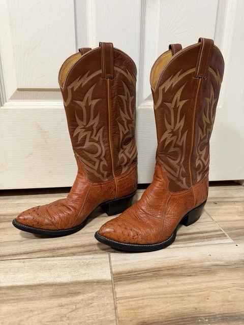 TONY LAMA 05016 Carmel Full Quill Ostrich Western Cognac Cowboy Dance ...
