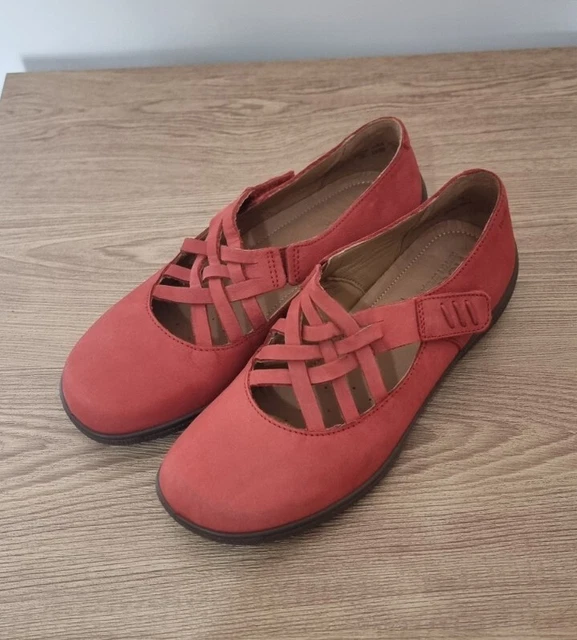 HOTTER SHARON RED Nubuck Cross Design Mary Jane Comfort Shoes Size UK 5 ...