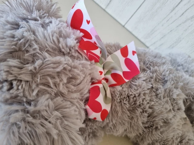 SAINSBURYS SCRUFFY GREY Dog Plush Soft Toy Puppy Pup Bow Tie Comforter ...