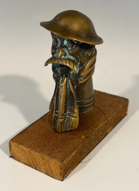 A RARE ANTIQUE Brass Car Mascot Old Bill Signed Bruce Bairnsfather ...